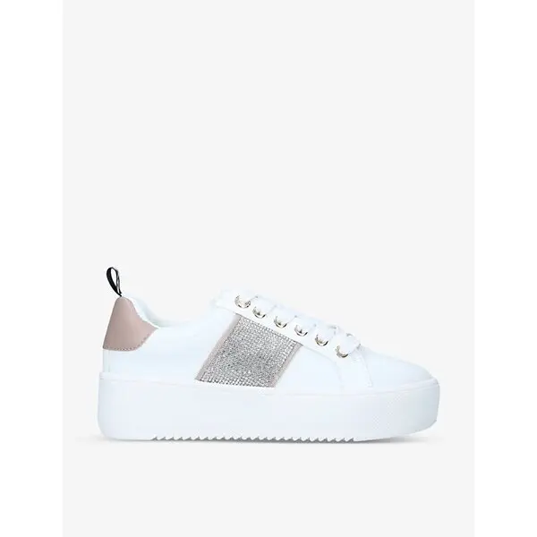 Kurt Geiger Lighter Embellished Low-top Faux-leather Trainers