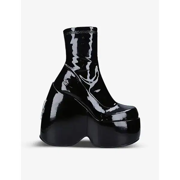 Naked Wolfe Mayhem Platform Patent Ankle Boots - Black | Editorialist