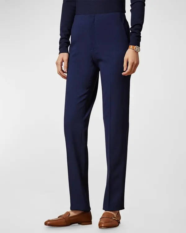 Ralph Lauren Simone Wool Straight-leg Pants - Navy