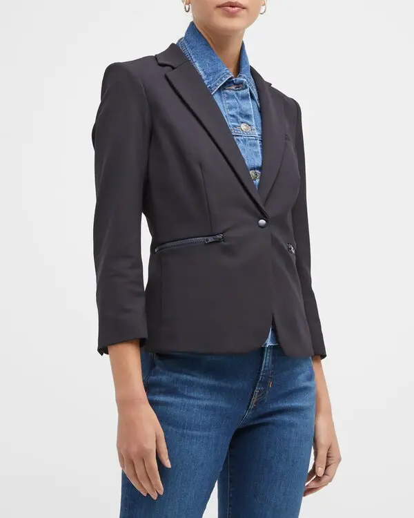 Veronica Beard Scuba Schoolboy Blazer - Navy