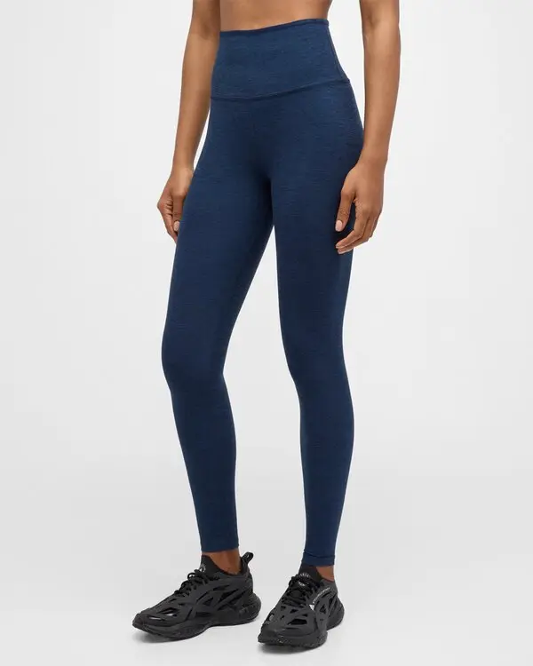 Beyond Yoga Caught In The Midi High-waist Space-dye Leggings - Nocturnal Navy