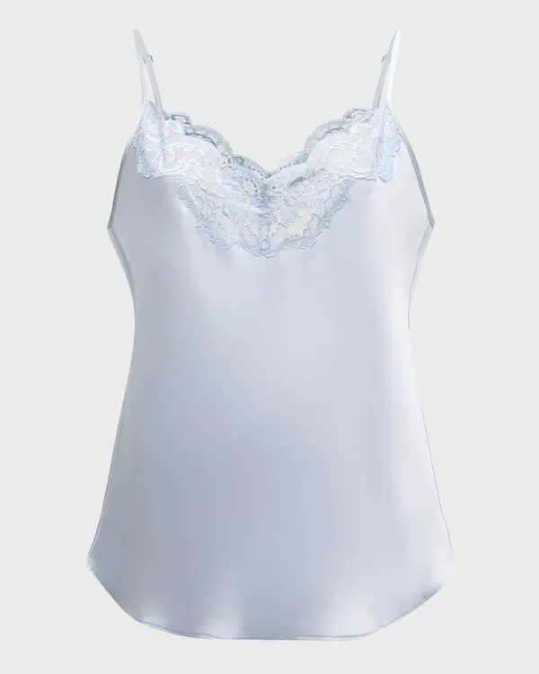 Christine Lingerie Bijoux Short Lace-trim Silk Pajama Set - Heavenly Blue