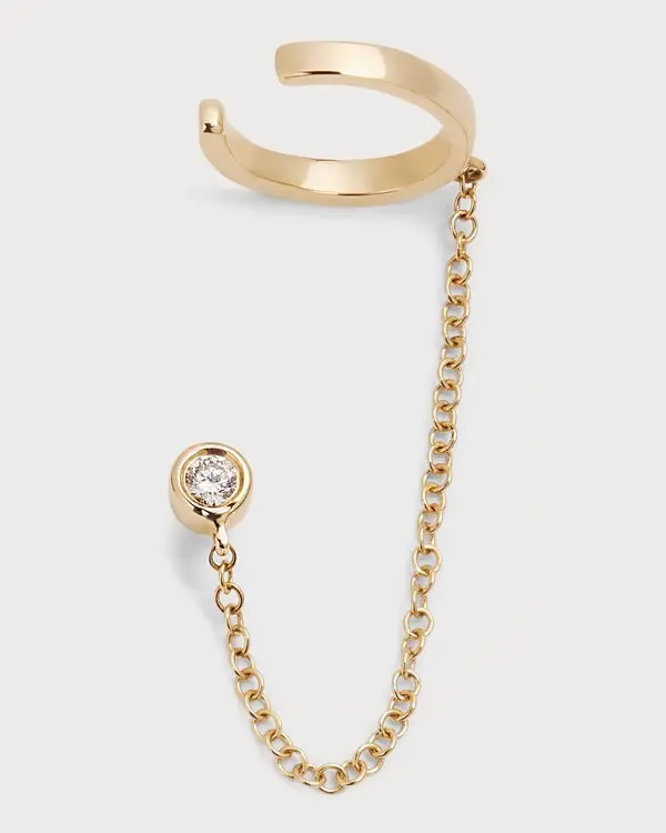 ZOE LEV 14k Ear Cuff With Diamond Chain