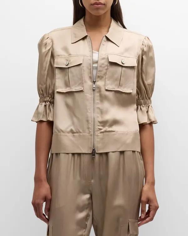Cinq À Sept Holly Sateen Jacket - Khaki
