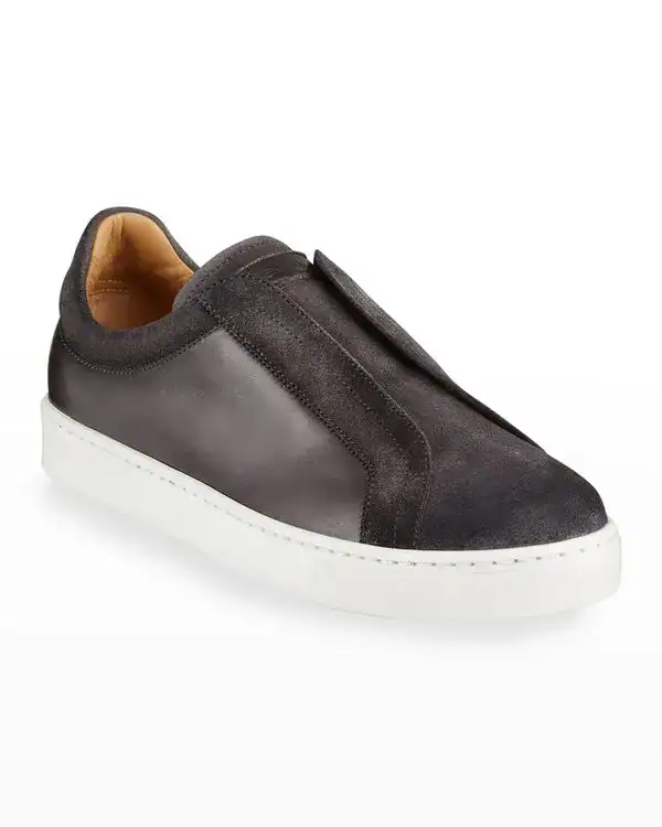 Magnanni Laceless Slip-On Sneakers Grey Suede Editorialist