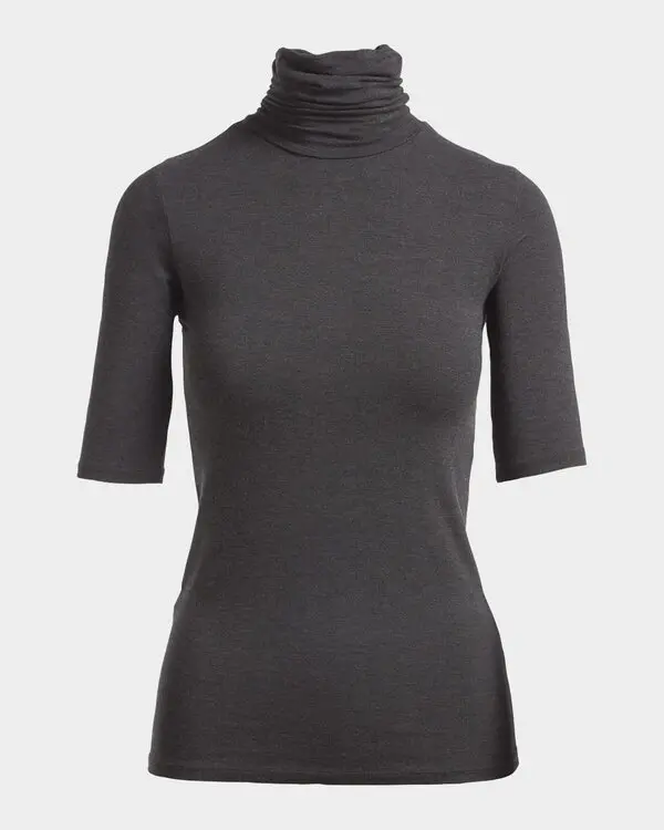 Majestic Filatures Soft Touch Half-sleeve Turtleneck - Anthracite