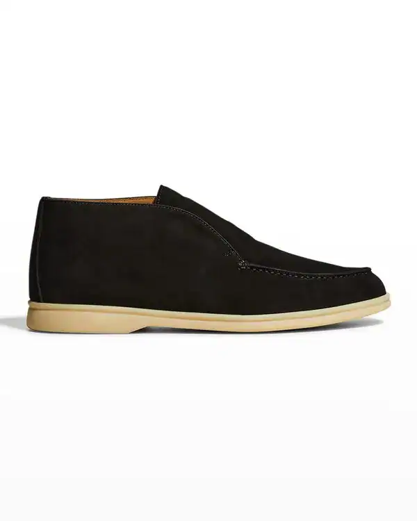 Loro Piana Open Walk Suede Chukka Boots - Black | Editorialist