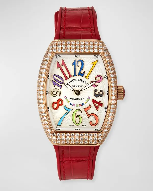Franck Muller Vanguard 32mm 18k Rose Gold Diamond-bezel Watch