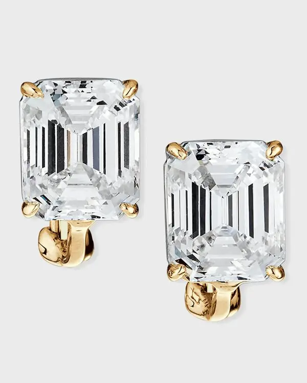 FANTASIA BY DESERIO Sterling Silver Emerald Cut Stud Earrings - Gold