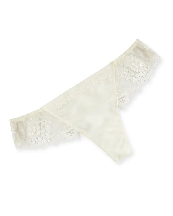 Simone Perele Wish Lace Mesh Tanga - Ivory