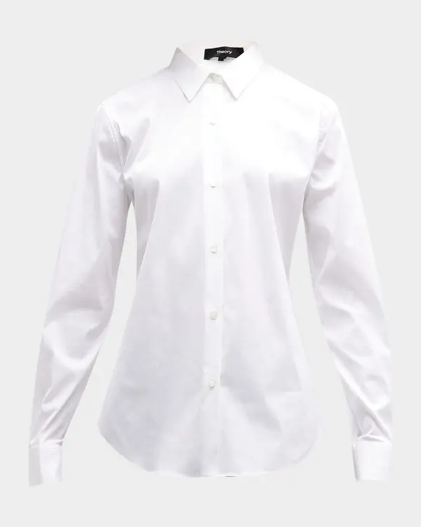 Theory Tenia Long-sleeve Blouse - White