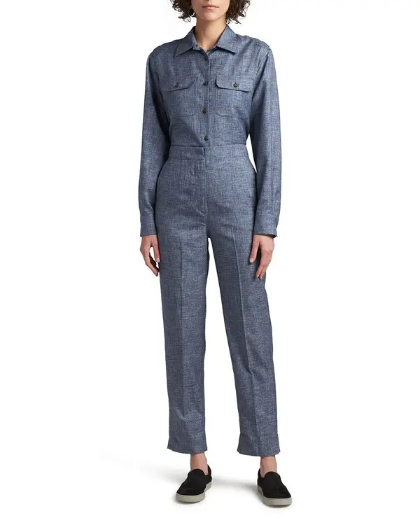 Giorgio Armani Denim-effect Silk Straight Leg Pants