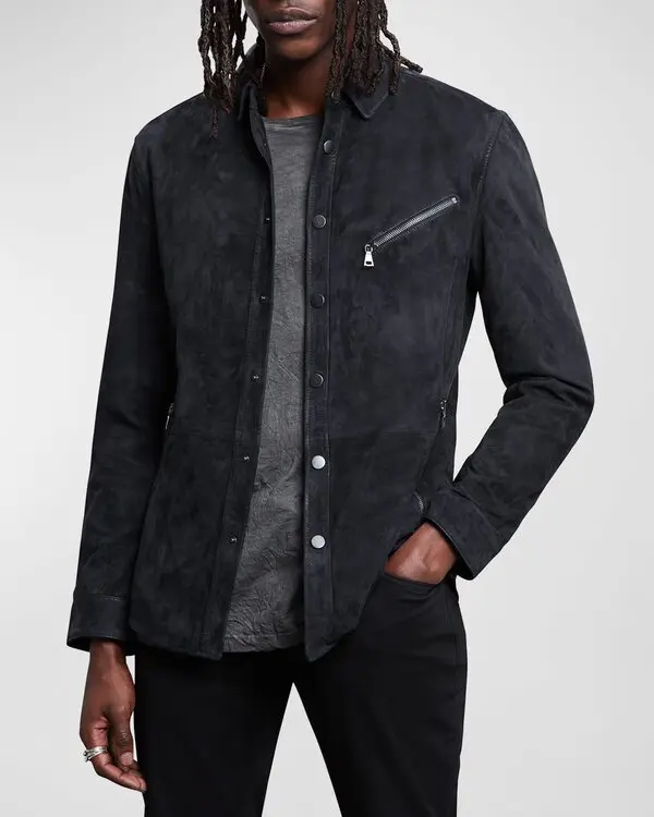 John Varvatos Snap-front Suede Shirt Jacket