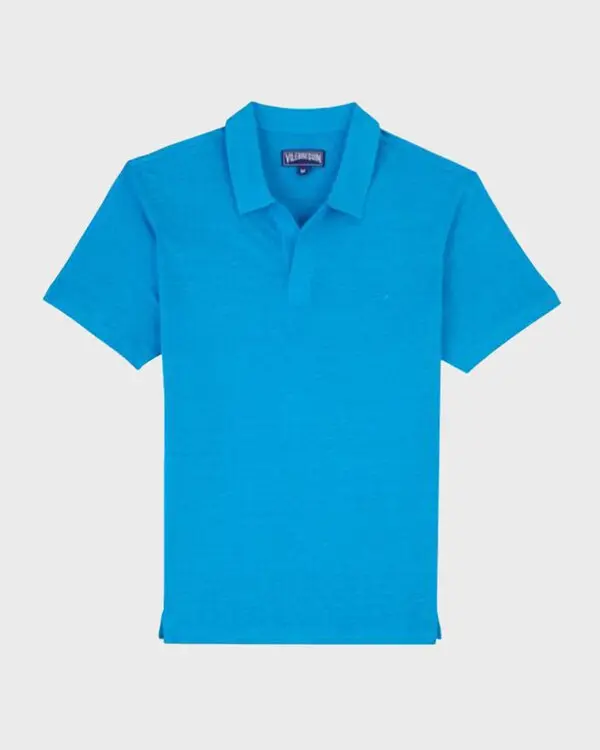 Vilebrequin Pyramid Linen Polo Shirt - Hawaii Blu