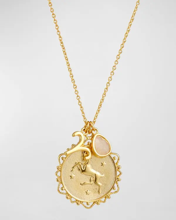 Tai Zodiac Charm Necklace With Moonstone - Aries