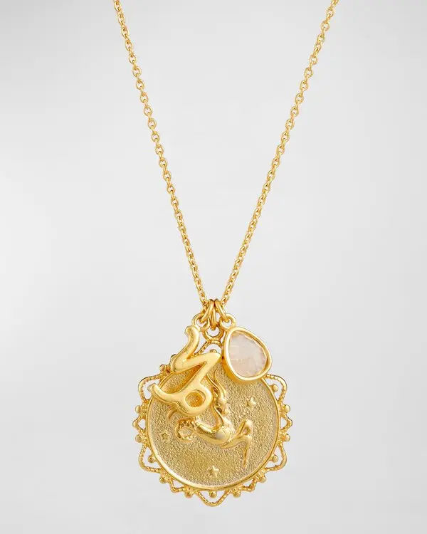 Tai Zodiac Charm Necklace With Moonstone - Capricorn