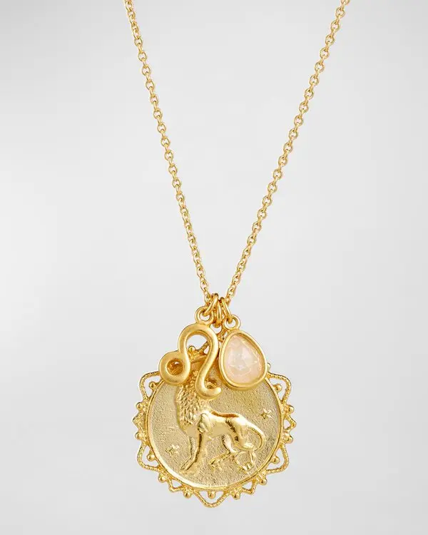 Tai Zodiac Charm Necklace With Moonstone - Leo
