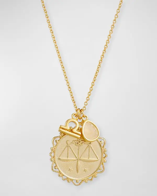 Tai Zodiac Charm Necklace With Moonstone - Libra
