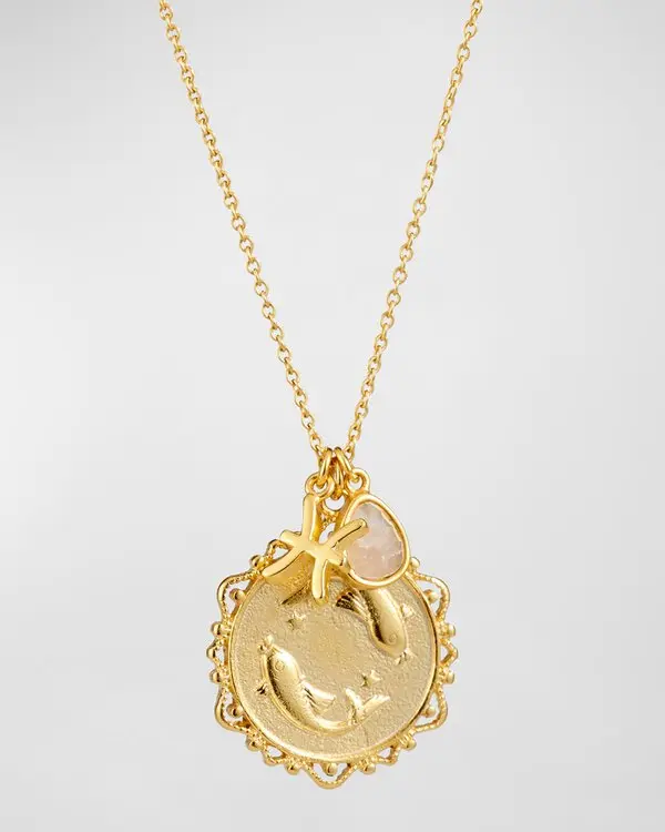 Tai Zodiac Charm Necklace With Moonstone - Pisces