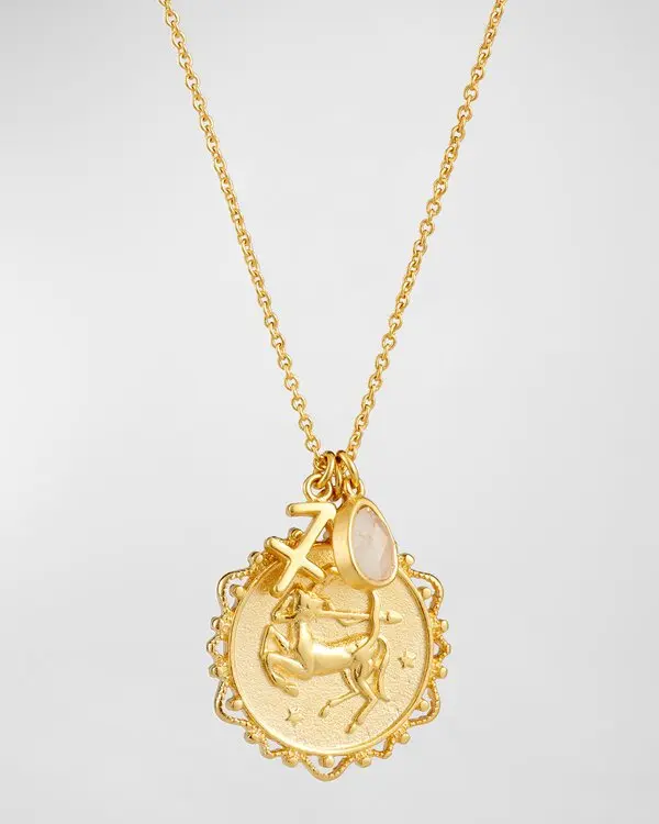 Tai Zodiac Charm Necklace With Moonstone - Sagittarius