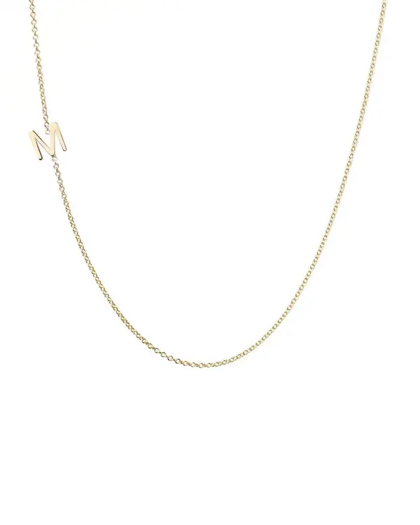 Maya Brenner Designs 14k Yellow Gold Mini Letter Pendant Necklace - M
