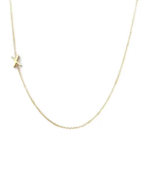 Maya Brenner Designs 14k Yellow Gold Mini Letter Pendant Necklace - X