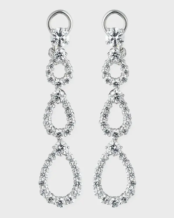 FANTASIA BY DESERIO Three-tier Cz Drop Earrings - Silver