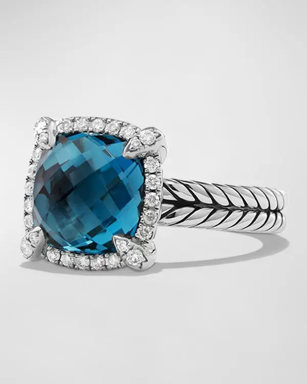 David Yurman Chatelaine Ring With Gemstone And Diamonds - Hampton Blue