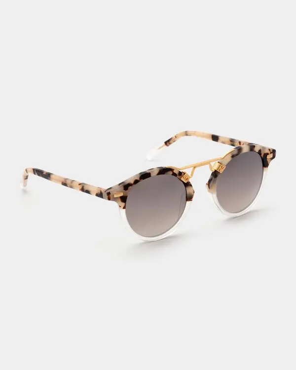 Krewe St. Louis Round Sunglasses - Oyster/crystal