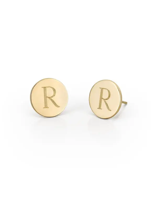 Sarah Chloe 14k Yellow Engraved Stud Earrings