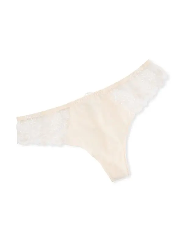 Simone Perele Delice Lace Mesh Thong - Blush