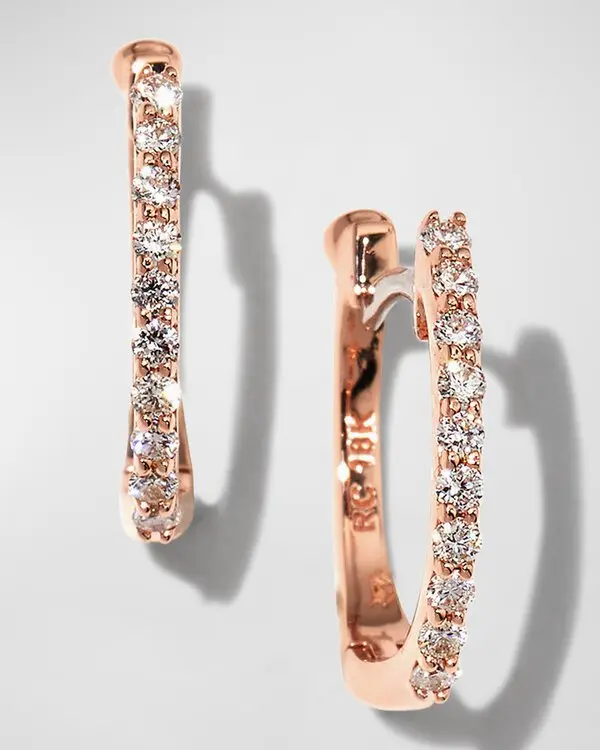 Roberto Coin Pave Diamond Horseshoe Hoop Earrings - Rose Gold