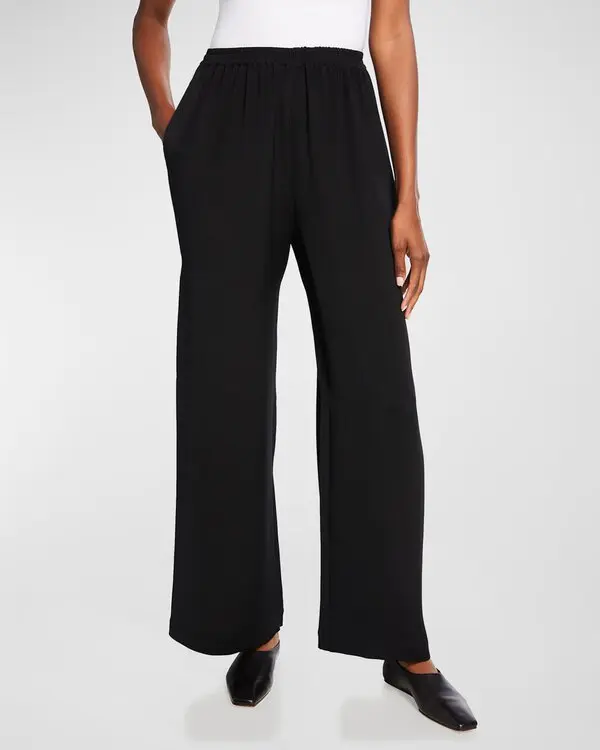 Eskandar Flare Wide-leg Silk Trousers - Black