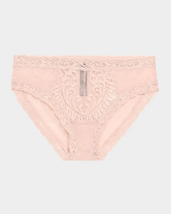 Natori Feathers Lace-trim And Mesh Hipster Briefs - Rose Beige Lace