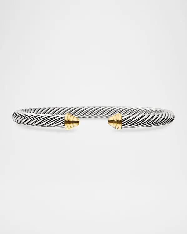 David Yurman Cable Bracelet With 14k Gold, 5mm - Silver & Gold