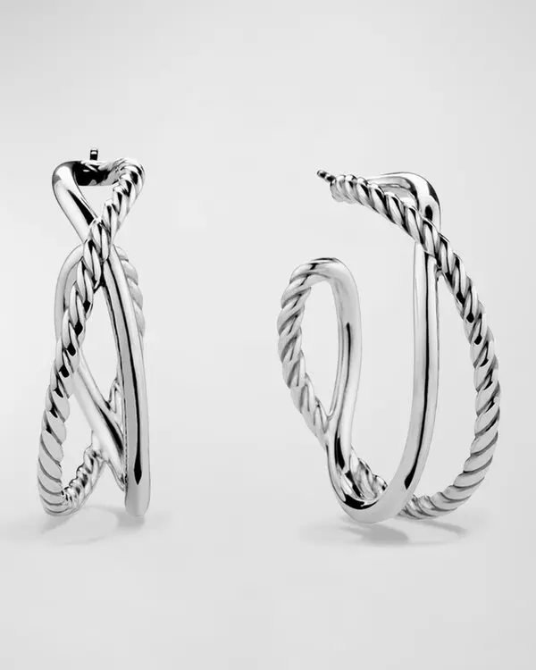 David Yurman Crossover Hoop Earrings - Sterling Silver