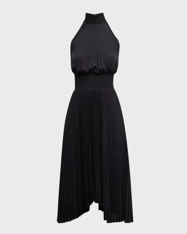A.L.C. Renzo Pleated Halter Dress - Black