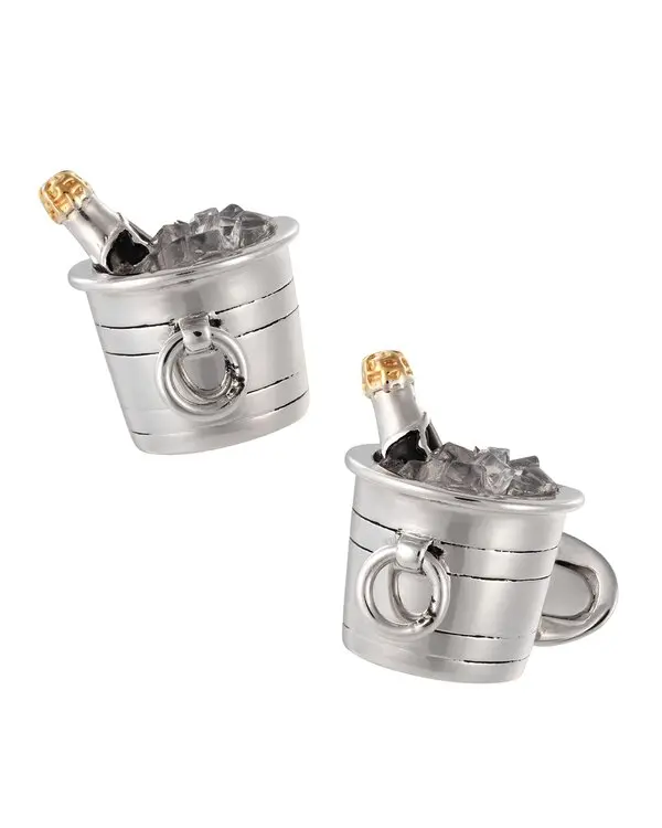 JAN LESLIE Sterling Crystal Quartz Champagne Bucket Cuff Links