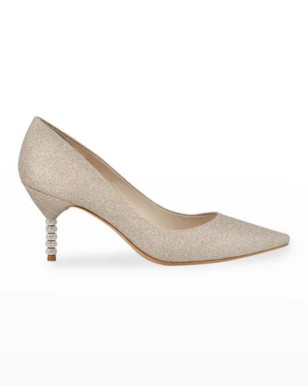 SOPHIA WEBSTER Coco Glitter Crystal-heel Pumps - Champagne