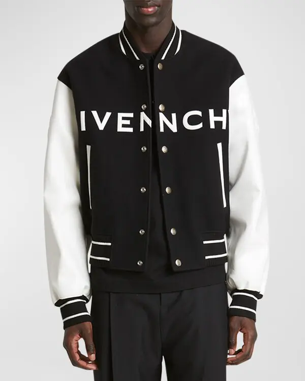 Givenchy Wool-leather Varsity Jacket - Black/white