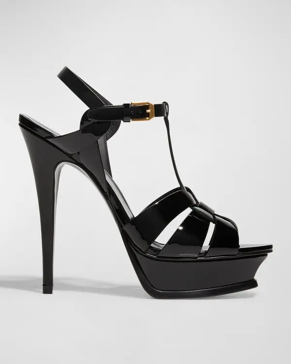 Saint Laurent Tribute Platform Sandals - Black