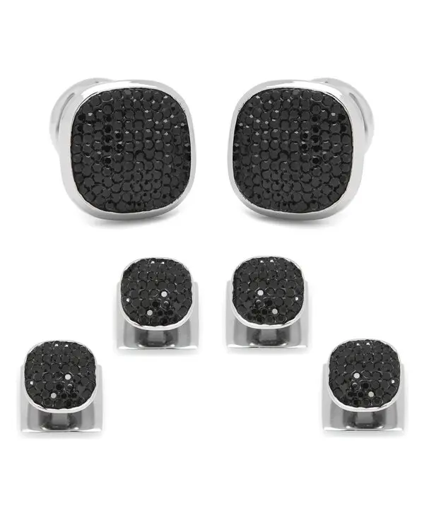CUFFLINKS, INC. Preciosa Pave Cuff Links Stud Set - Black