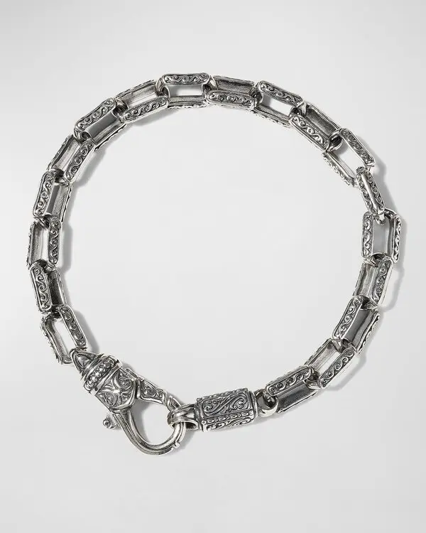 Konstantino Etched Rectangular Link Bracelet