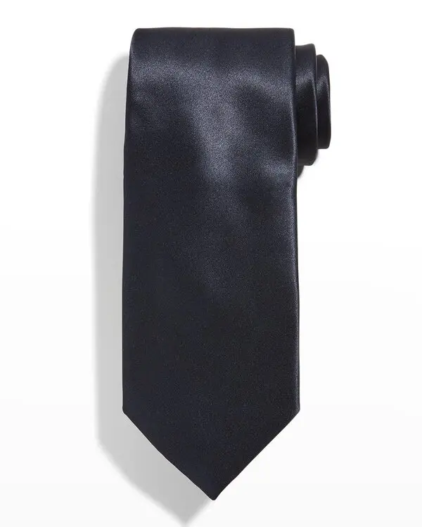 Stefano Ricci Solid Satin Neck Tie - Navy