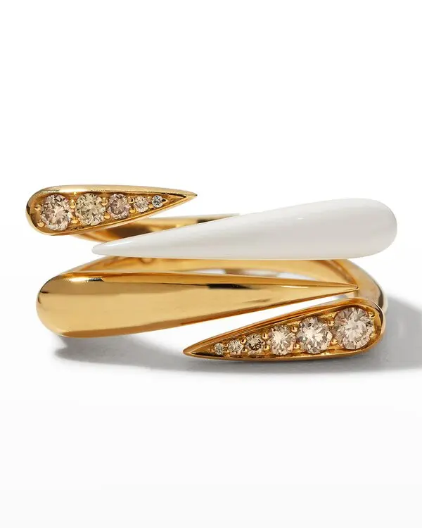Etho Maria 18k Yellow Gold, Ceramic And Diamond Ring