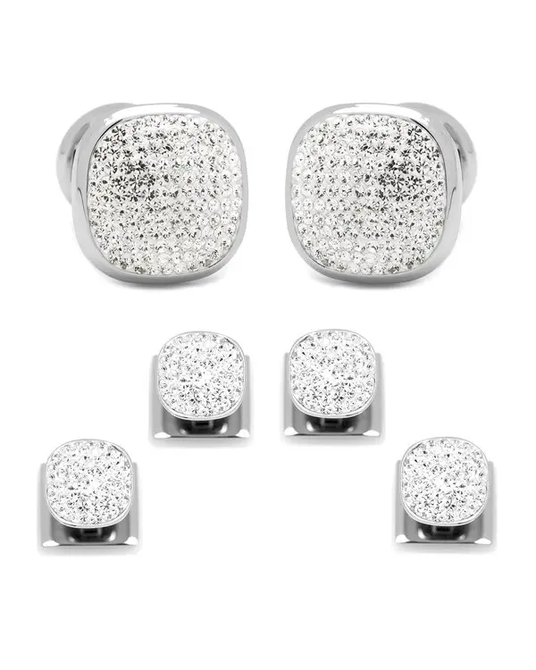 CUFFLINKS, INC. Preciosa Pave Cuff Links Stud Set - White