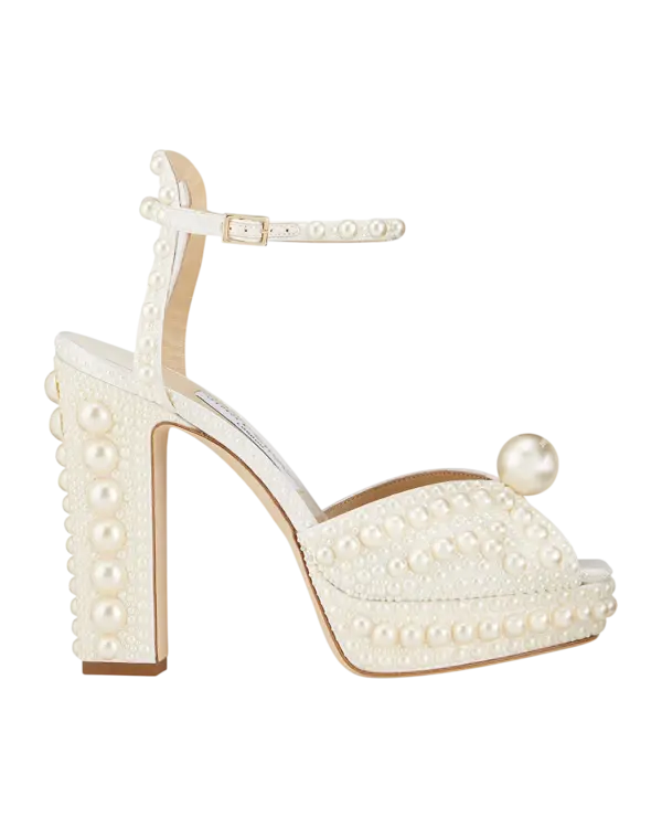 JIMMY CHOO Sacaria 120mm Platform Sandals - White/white