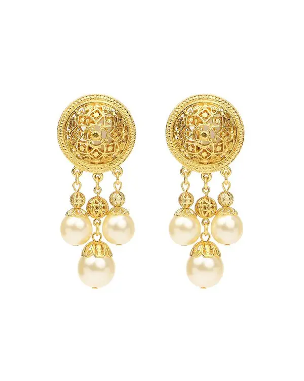 BEN-AMUN Pearly Dangle Clip-on Earrings