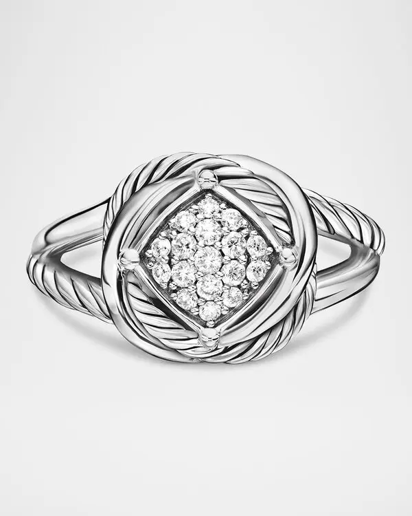 David Yurman Infinity Ring With Diamonds - Silver