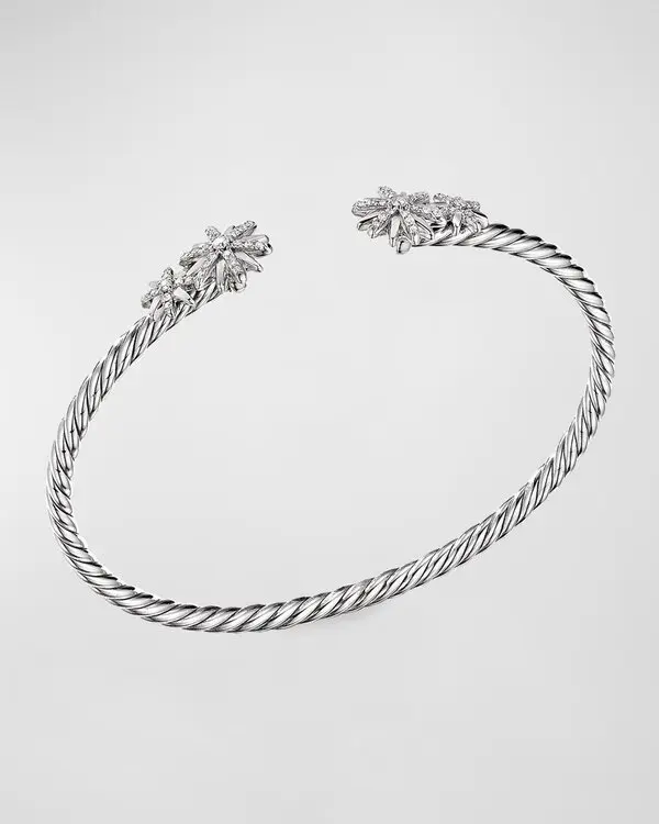 David Yurman Starburst Open Cable Bangle - White & Silver